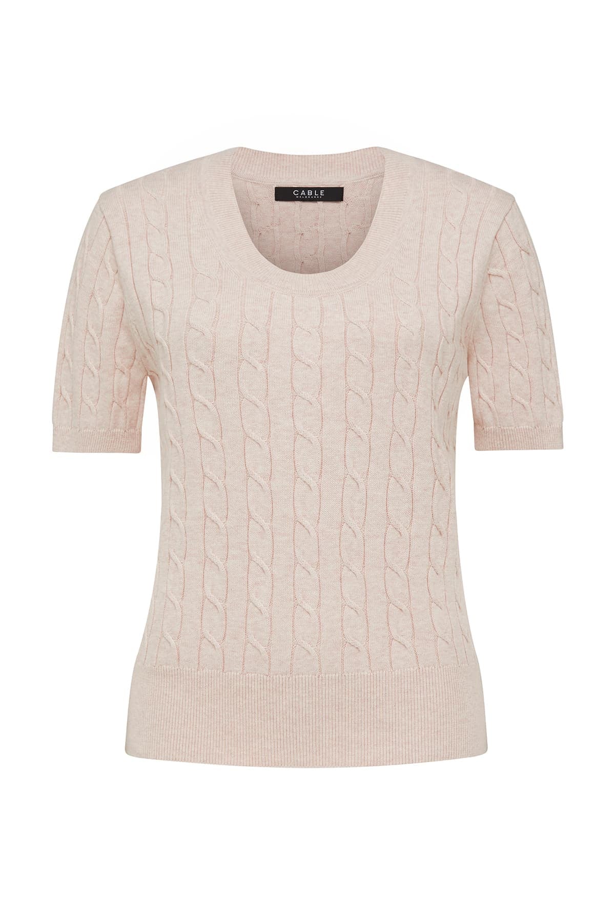 CABLE HERITAGE COTTON CABLE TEE | CABLE CLOTHING NZ | CASHMERE TOP – Escape